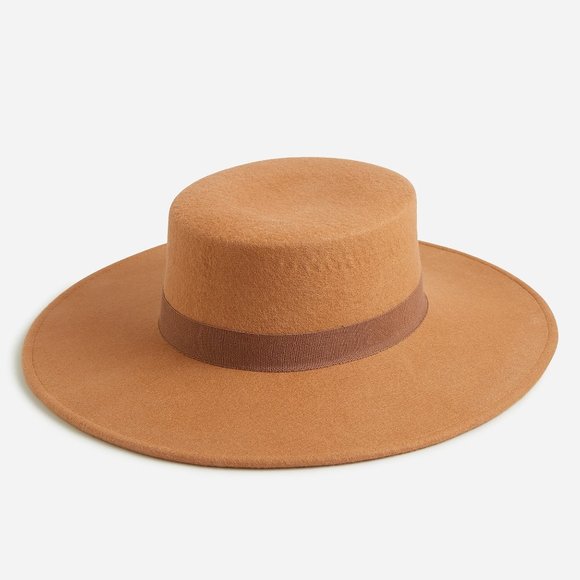 J. Crew | Accessories | J Crew Wool Boater Hat Brown Made In Italy ...